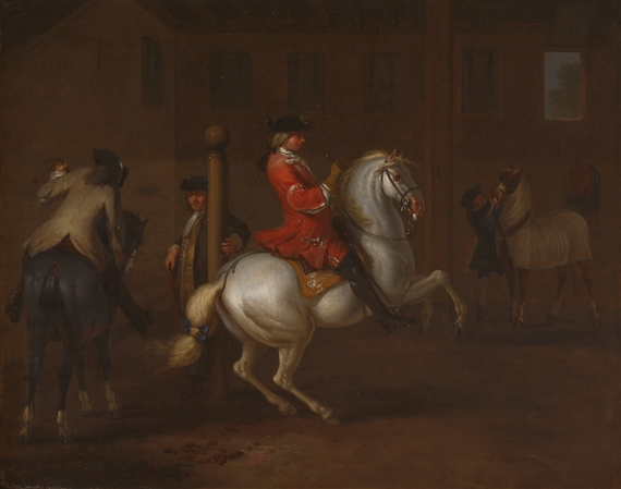 David Morier | A nobleman exercising his grey hunter | MutualArt