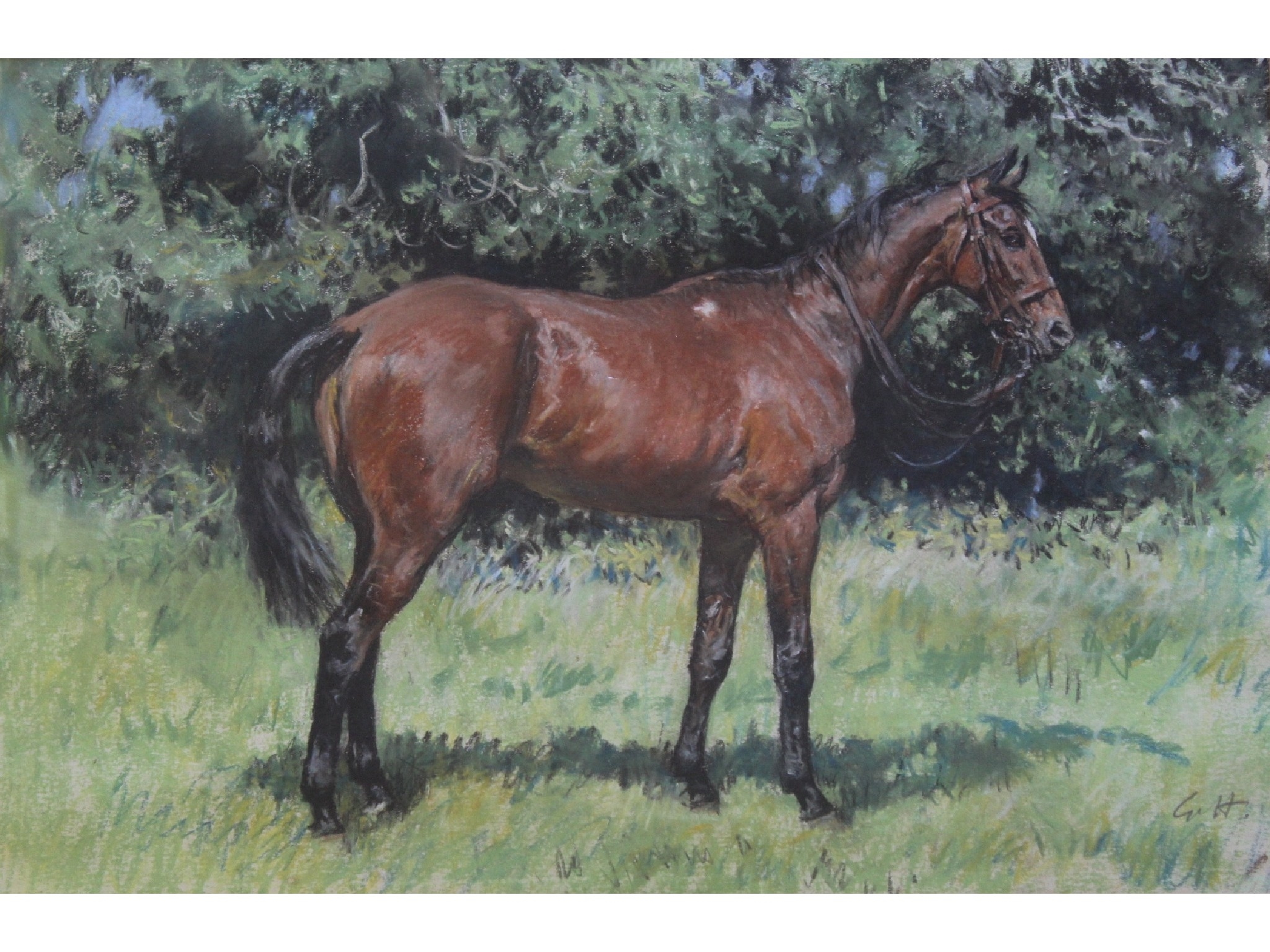 Gilbert Joseph Holiday | A BAY HORSE IN A FIELD | MutualArt