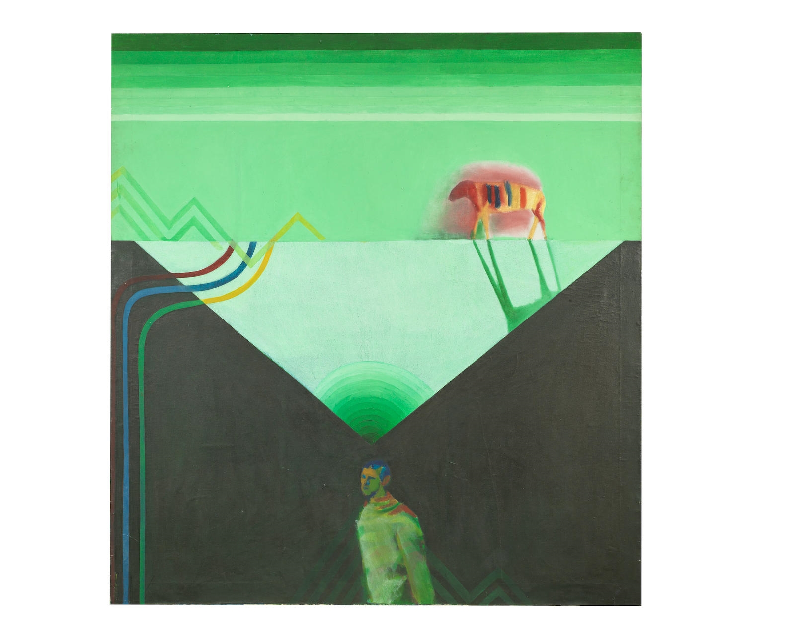 Gulam Mohammed Sheikh | Composition in green and black | MutualArt