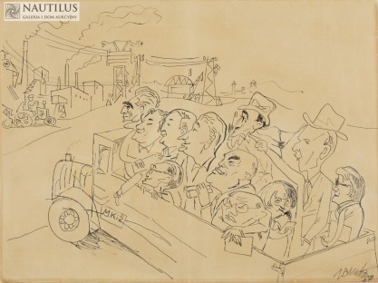 Jerzy Zaruba | Wycieczka literatów na plac budowy (1950) | MutualArt