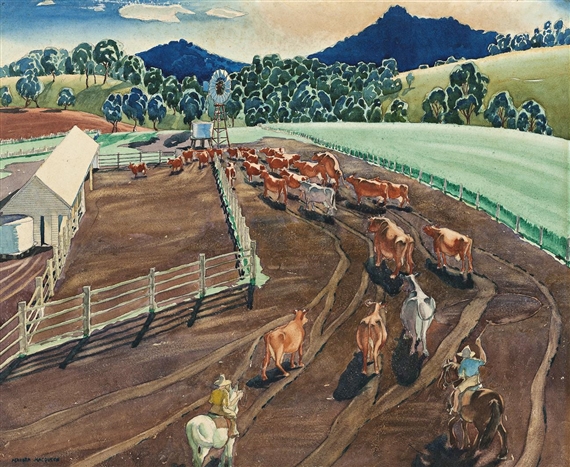 Kenneth MacQueen | BRINGING IN THE COWS (Circa 1928) | MutualArt