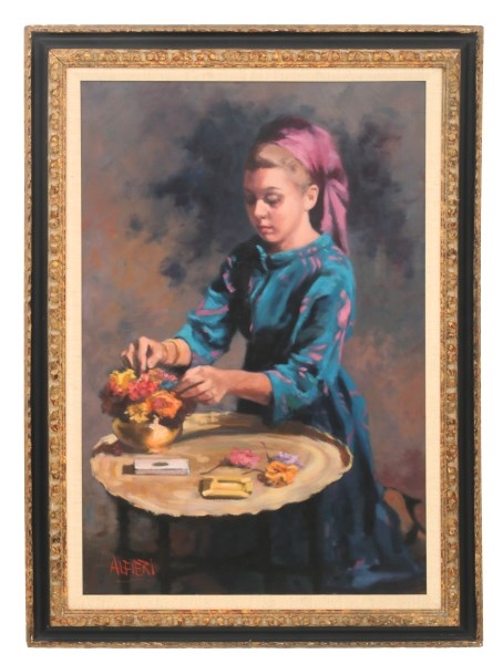 Philippe Alfieri | Portrait of a young girl arranging a bouquet (Circa ...