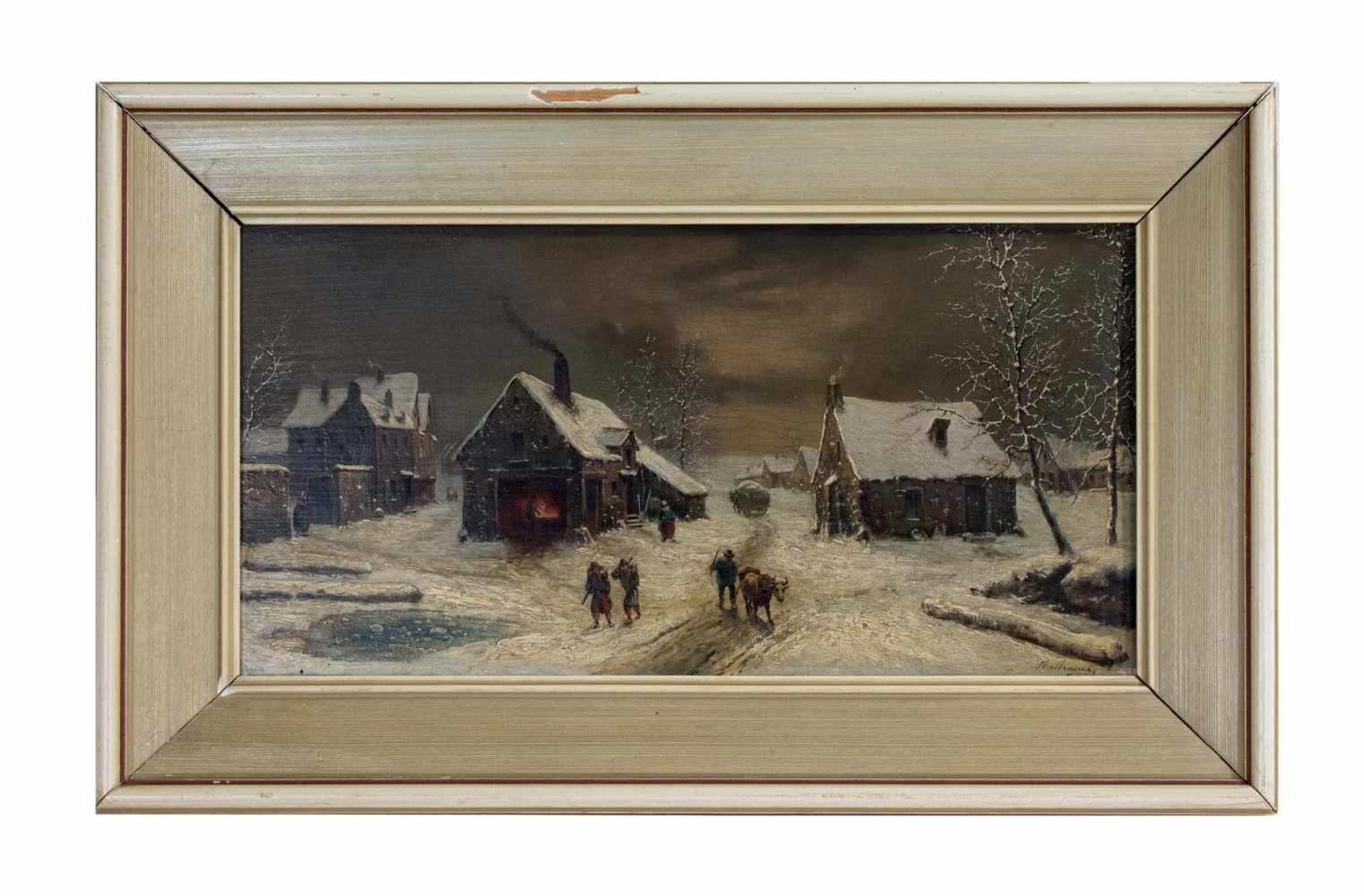 Louis-Claude Malbranche | Abendliche Winterszene mit Figurenstaffage ...