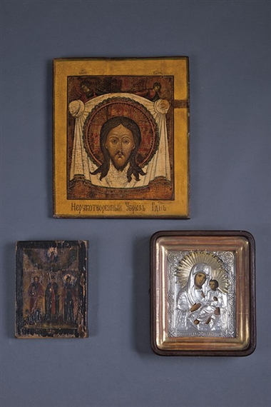 Russian School, 18th Century | 3 Works: Icono Santa Faz o Mandylion ...
