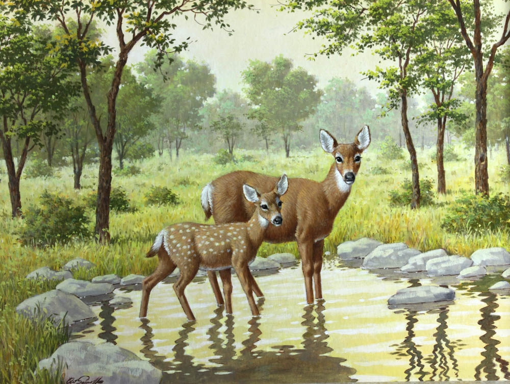 Arthur Saron Sarnoff | Deer in a Landscape | MutualArt