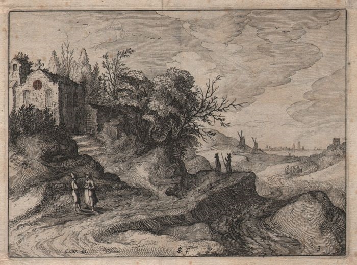 Cornelis Claesz van Wieringen | Landscape with winding road and wind ...