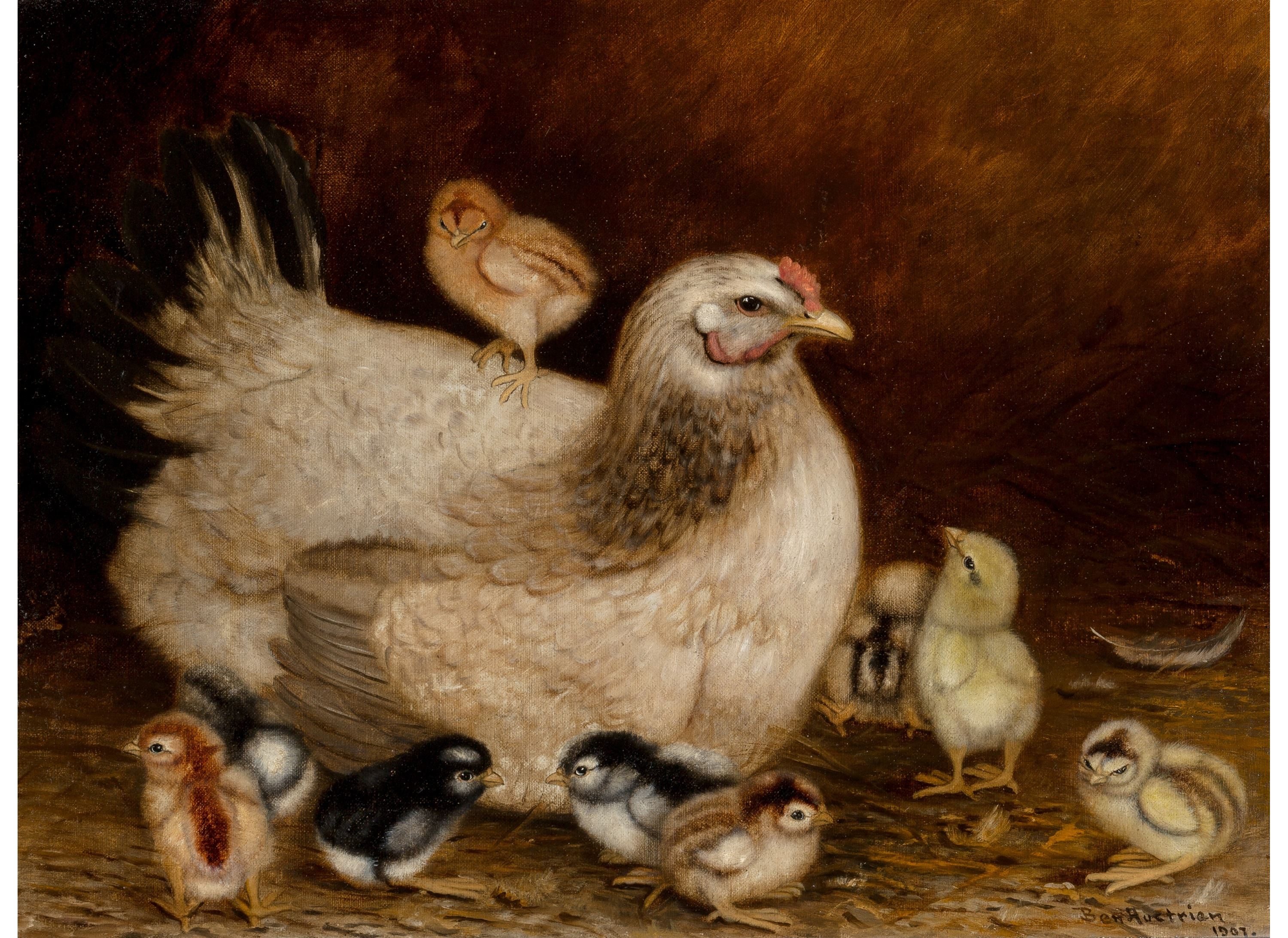 Ben Austrian | Mother Hen and Chicks (1907) | MutualArt