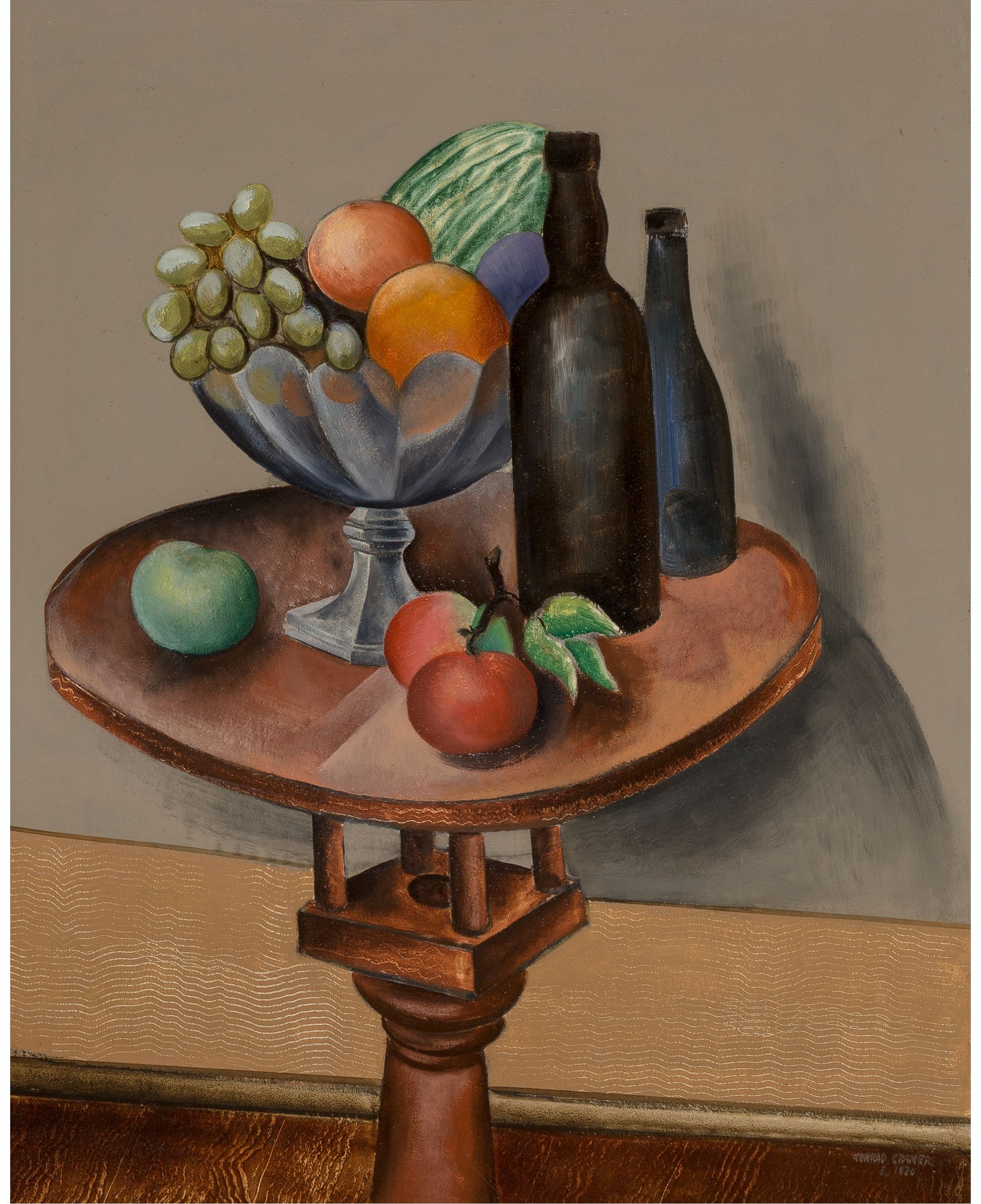 Konrad Cramer | Fruit & Bottles on Tip-Table (1930) | MutualArt