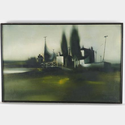 Albert Deman | Landscape with bridge (1956) | MutualArt