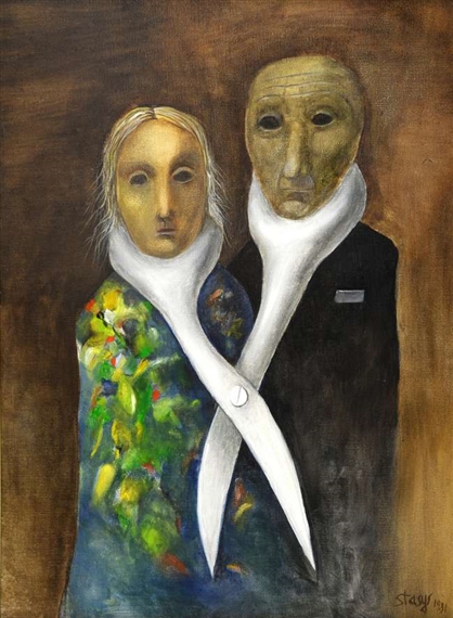 Stasys Eidrigevicius | Surrealist portrait of two figures (1981 ...