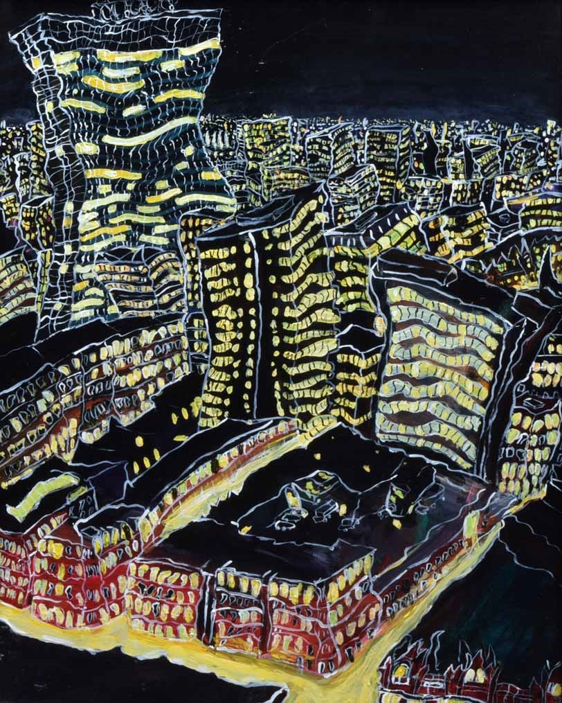 Michael Gutteridge | Manchester Skyline (Nighttime) (2001) | MutualArt