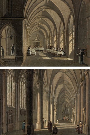 Ludwig Kohl | Inside view of a refectory and a choir aisle ...