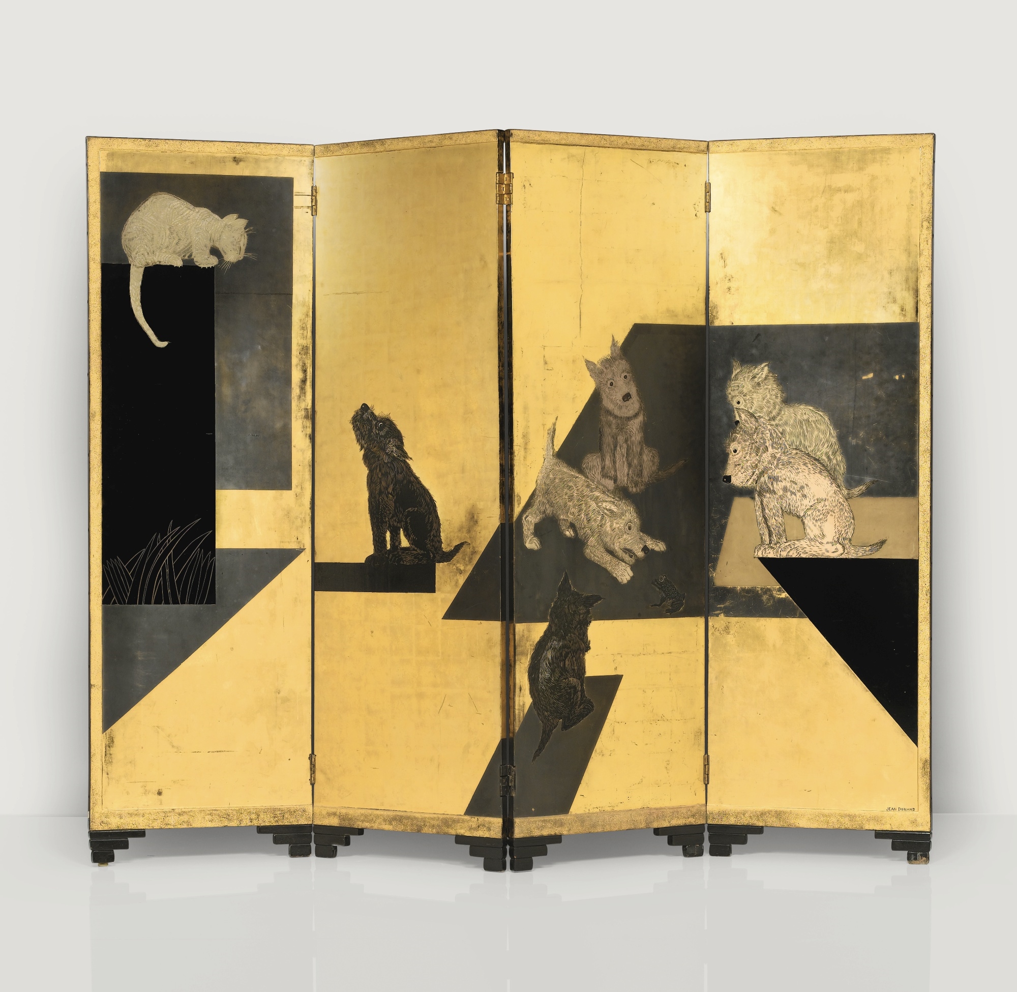 Jean Dunand | CHIENS FOUR PANEL SCREEN | MutualArt