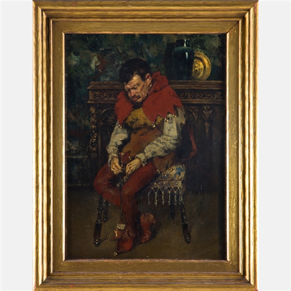 William Merritt Chase | Jester Resting on a Chair (1875) | MutualArt