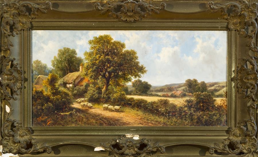 Henry Maidment | Sheep on a sunlit path (1906) | MutualArt