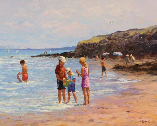 Allan Nelson | CHILDREN ON THE BEACH | MutualArt