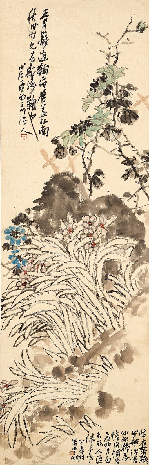 Pan Tianshou | Narcissus and Chrysanthemum (1928) | MutualArt
