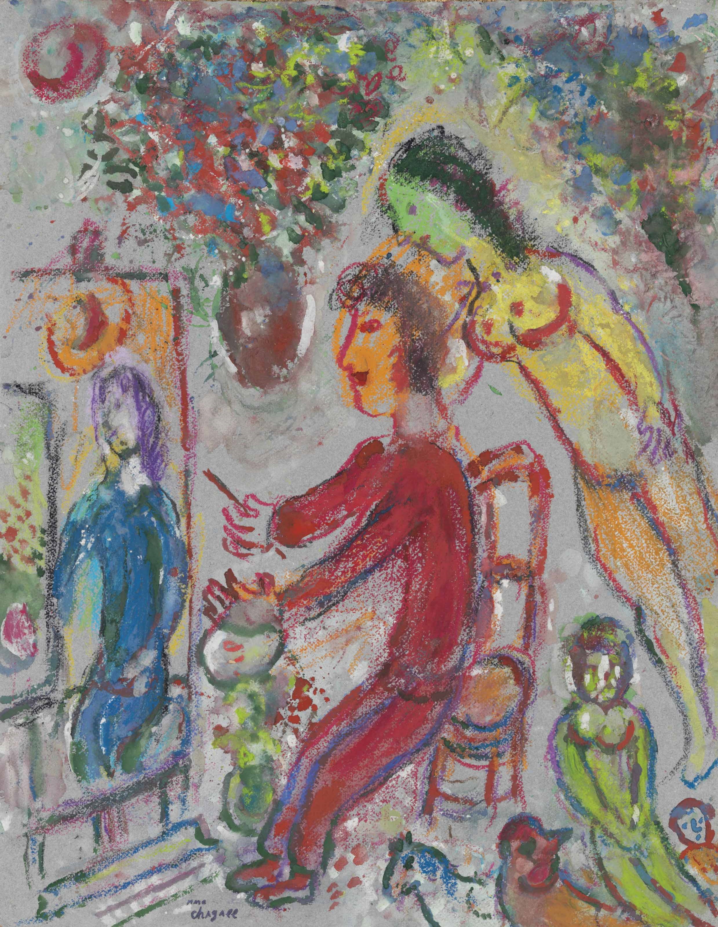 Marc Chagall | Le peintre en rouge (1984 - 1985) | MutualArt