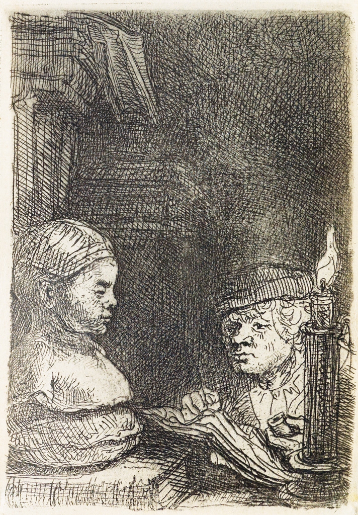 Rembrandt van Rijn | Man Drawing From A Cast (1641) | MutualArt