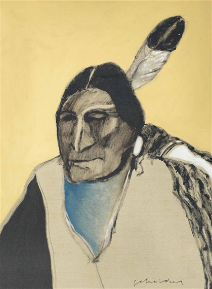 Fritz Scholder | American Portrait with Santa Fe Headdress (1975 ...