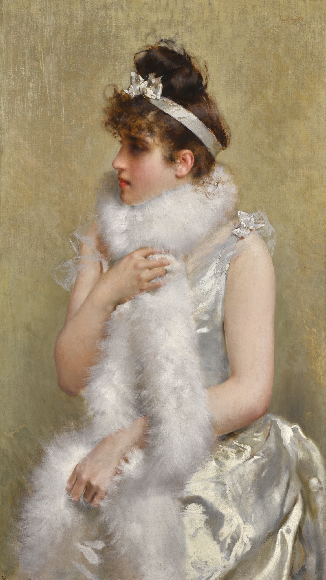 Vittorio Matteo Corcos | PORTRAIT OF A LADY WITH A PRAM (1890) | MutualArt