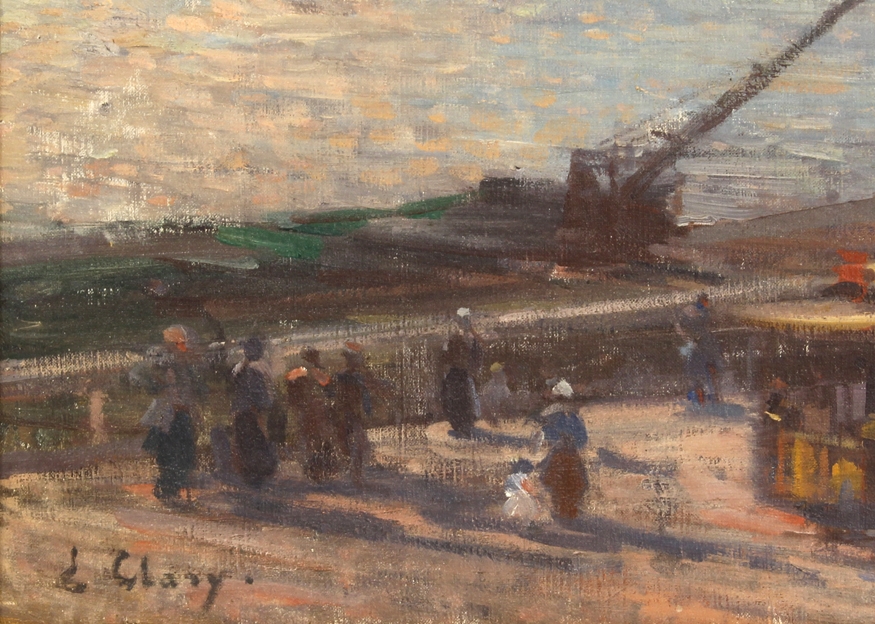 Jean Eugéne Clary | View of busy harbor | MutualArt