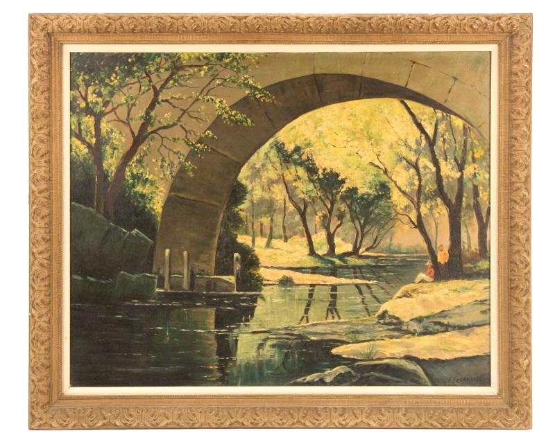 Frank P. Ferruzza | Untitled (Figures by a Bridge) | MutualArt