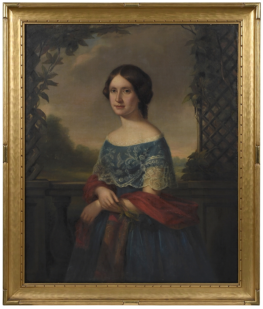 Moses Wight | Portrait of a Woman Standing in an Arbor (1858) | MutualArt