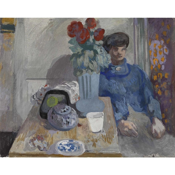 Thomas Ernst Gubler | Interieur mit sitzender Frau am Tisch. (1937 ...