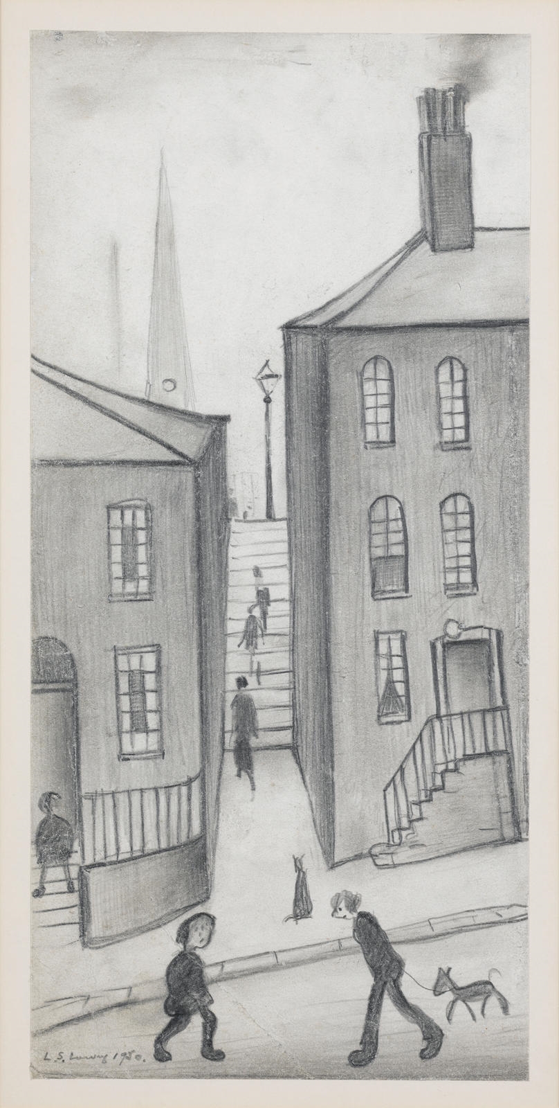 Laurence Stephen Lowry | Figures with a Dog (1957) | MutualArt