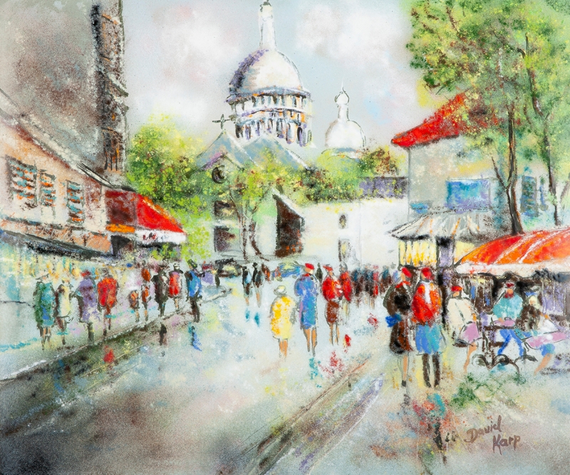 David Karp | Street Scene with Figures | MutualArt