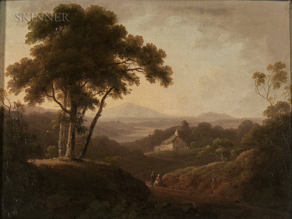 John Rathbone | Misty Landscape with Cottage and Distant Mountain ...