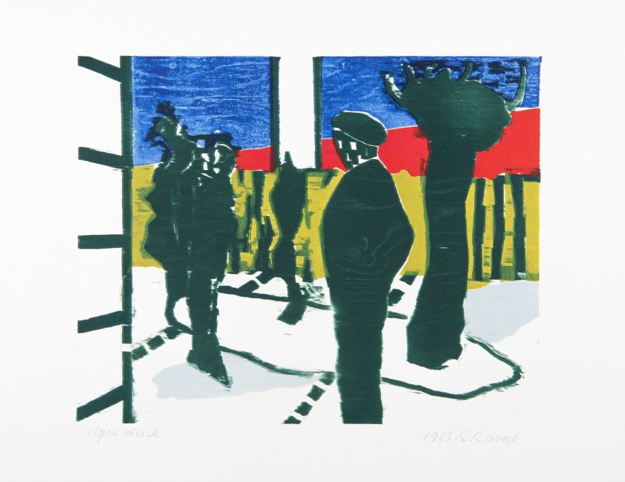 Roger Raveel | Three works: Man met knotwilg [ii]; Ontmoeting met het ...