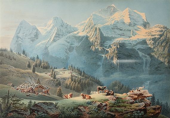 Mathias Gabriel Lory | Ansicht von Mönch und Jungfrau von Mürren aus ...