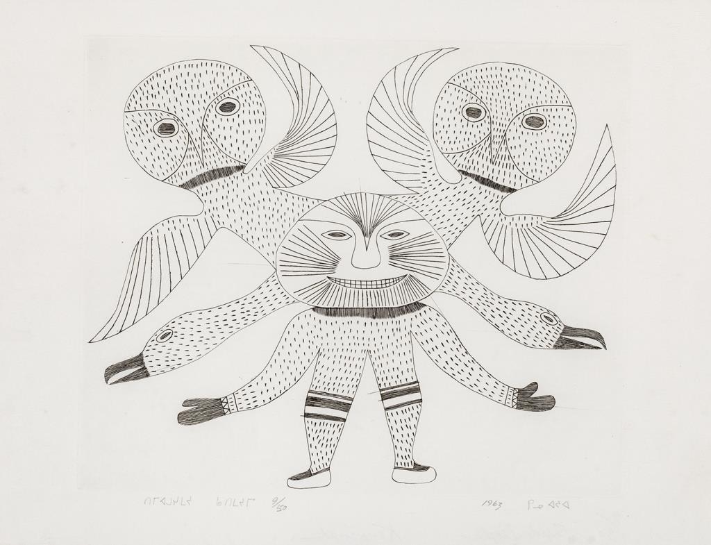 Kenojuak Ashevak | BIRD WITH YOUNG (1963) | MutualArt
