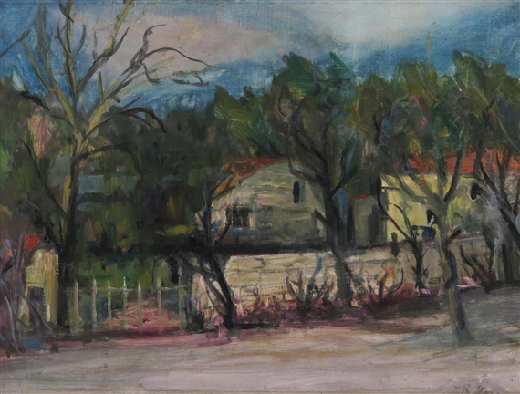 Rudolf Levy | View of houses through the trees | MutualArt