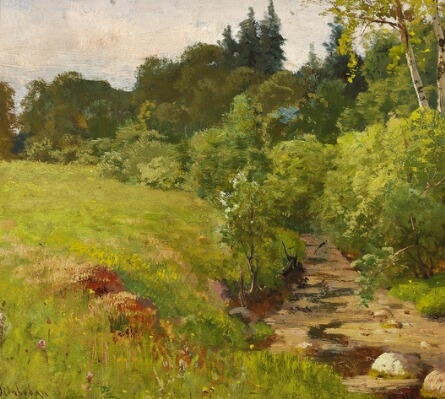 Ivan Shishkin | Russian spring landscape with a serpentine stream ...