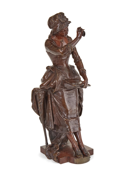 Ernest Justin Ferrand | A French patinated bronze figure of a maiden ...
