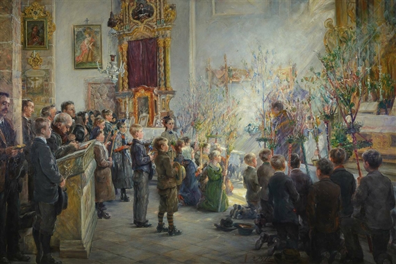 Otto Piltz | Palm Sunday in a baroque church | MutualArt