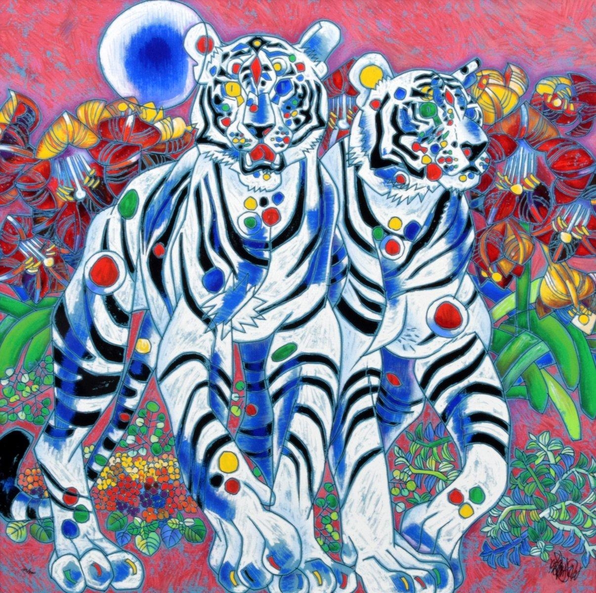 Jiang Tiefeng | White Tigers | MutualArt
