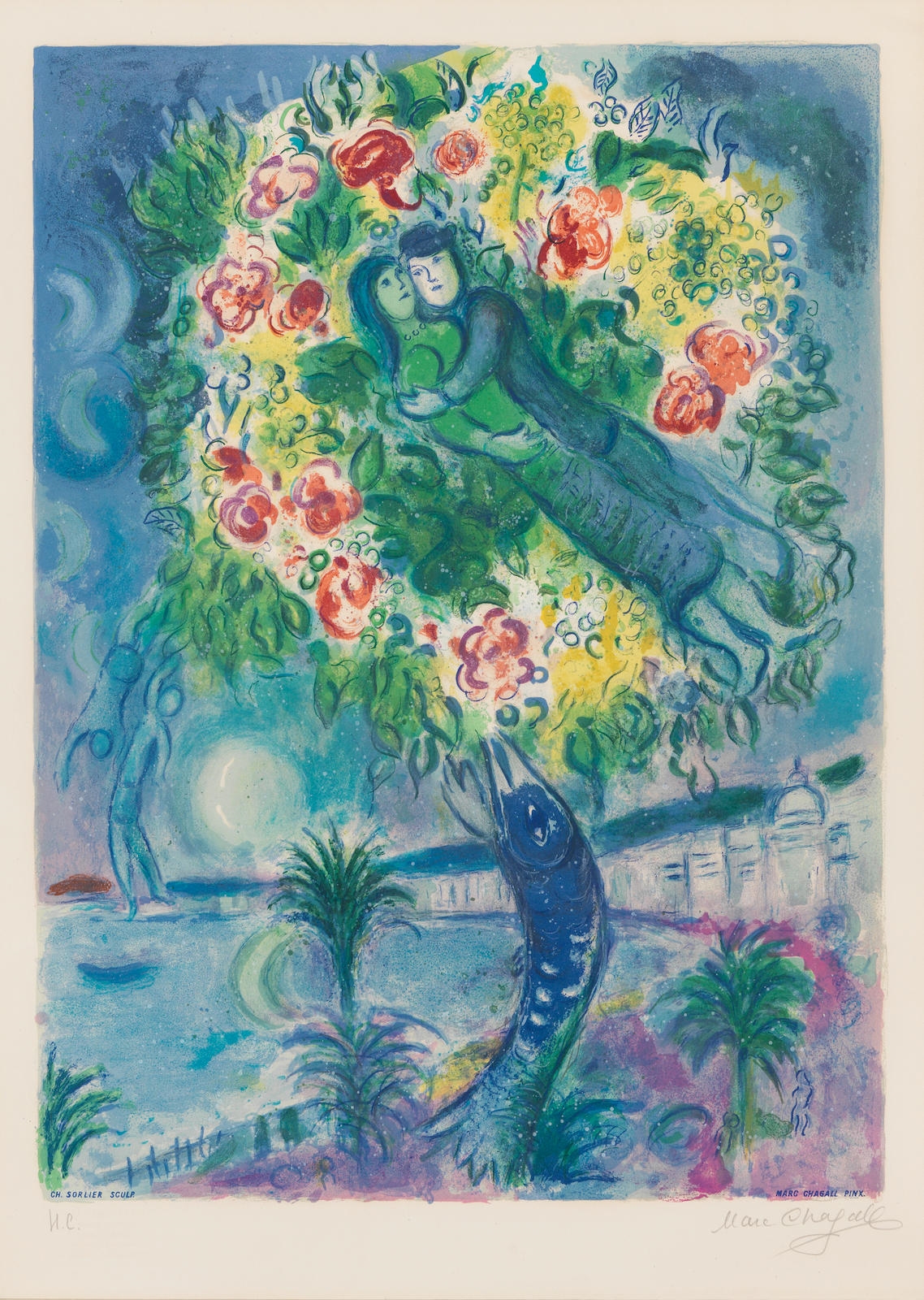 Marc Chagall | Couple and Fish (Sorlier 34) (1967) | MutualArt