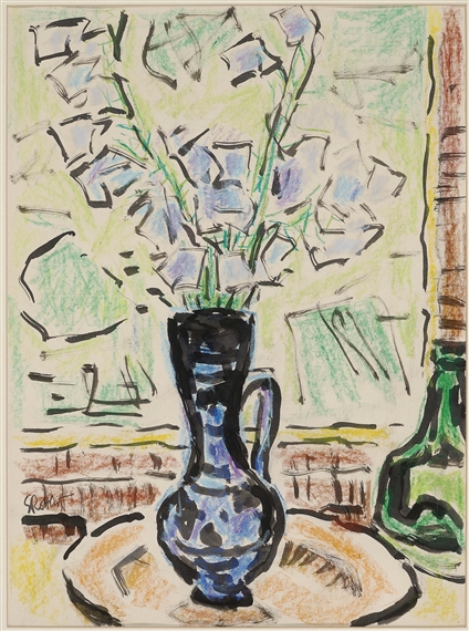 Karl Schmidt-Rottluff | Rittersporn in Vase (1960) | MutualArt