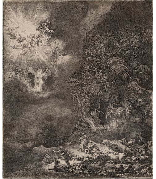 Rembrandt van Rijn | The angel appearing to the shepherds (1634 ...