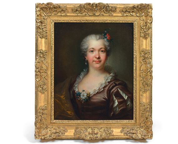 Jean Raoux | Portrait de jeune femme, le corsage piqué de fleurs ...