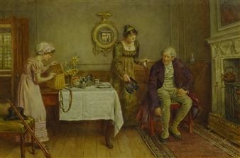 George Goodwin Kilburne | Checking the bill | MutualArt