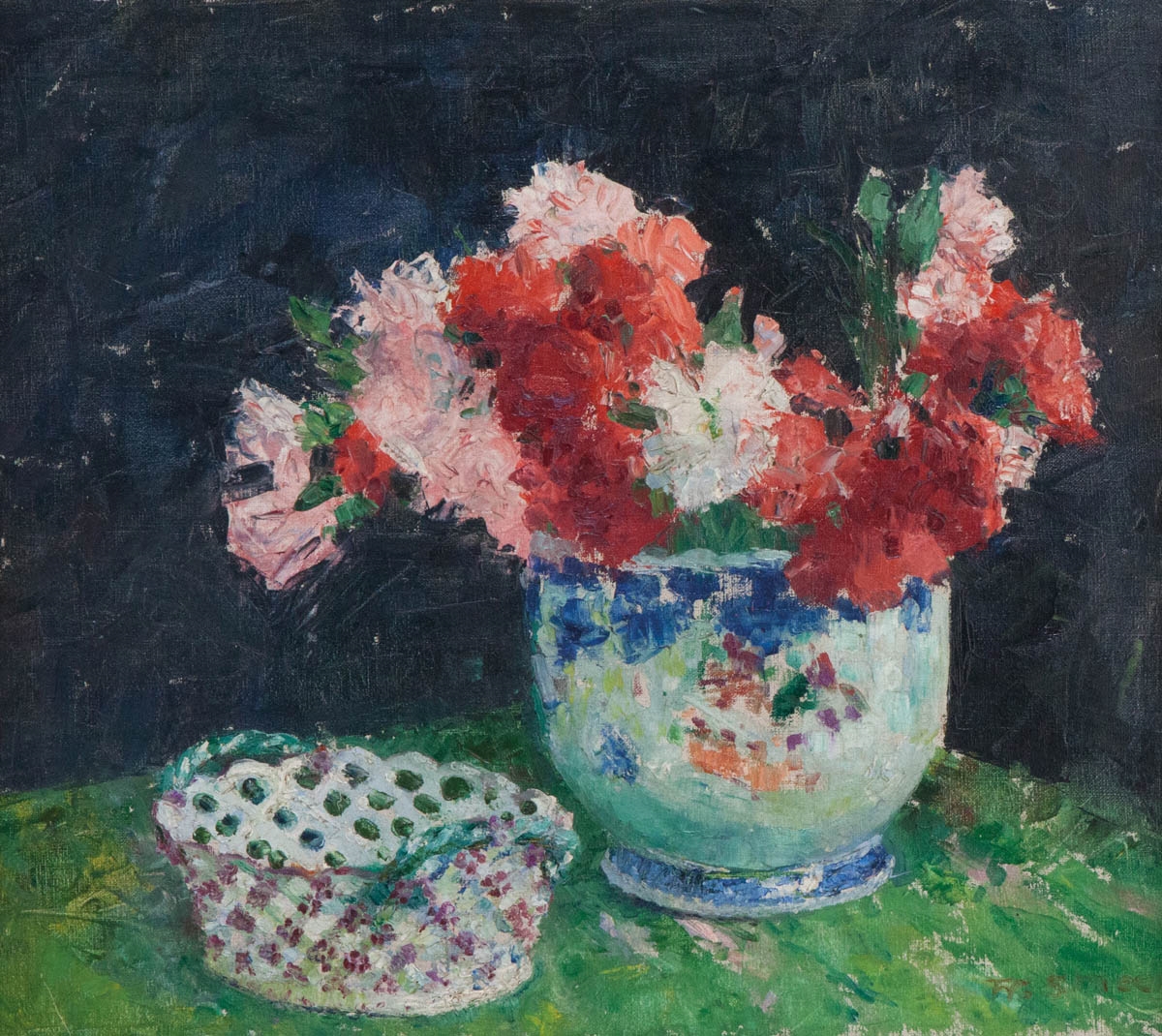 Frans Smeers | Young Women Sitting in a Summer Garden (1923) | MutualArt