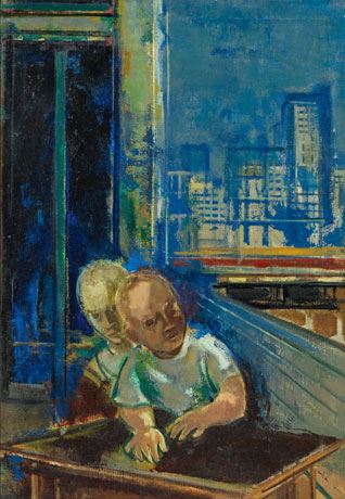 Joseph Floch | Figures on a penthouse terasse in New York (1949 ...