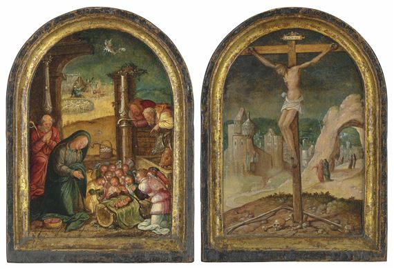 Flemish School, 16th Century | The Nativity; and The Crucifixion | MutualArt