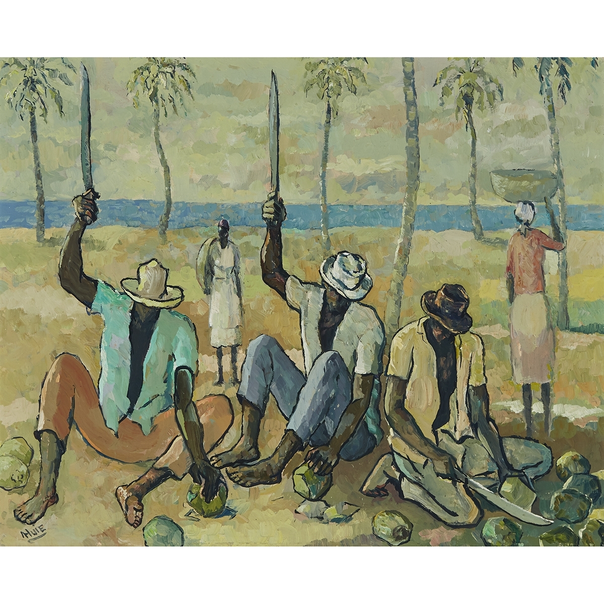 Albert Huie | CANOE BY A DOCK | MutualArt