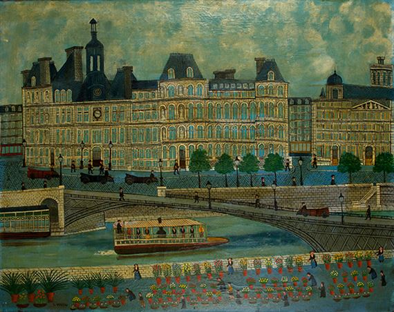 Louis Vivin | Paris Quai de la Seine et marché aux fleurs (1925 ...